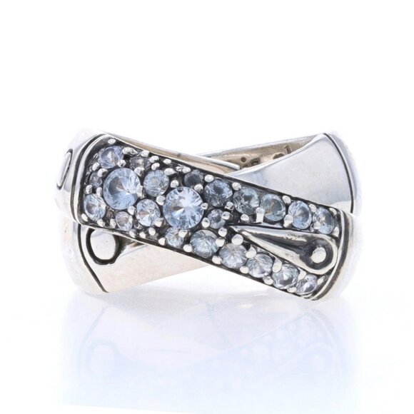 John Hardy | Jewelry | John Hardy Bamboo Pav Interlocking White Sapphire Band Sterling925 Ring ...